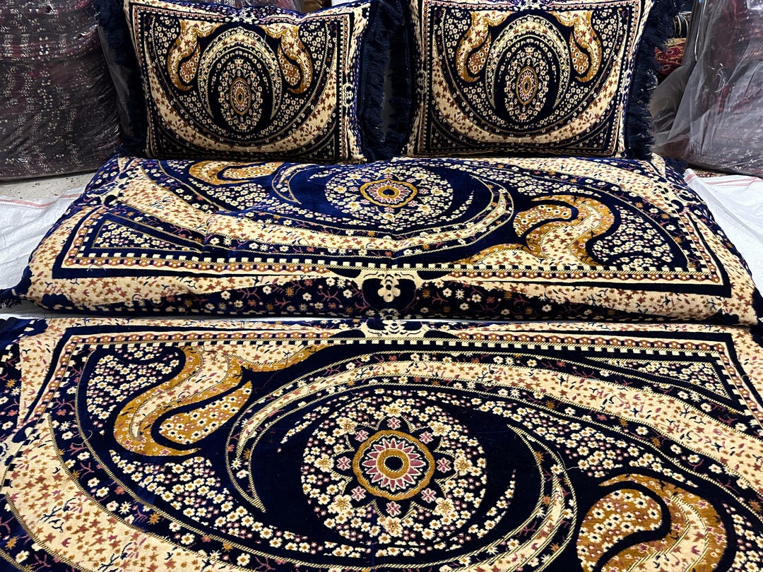 Afghan Toshak Velvet Floor Sofa Cover Set, Arabic Design - Etsy