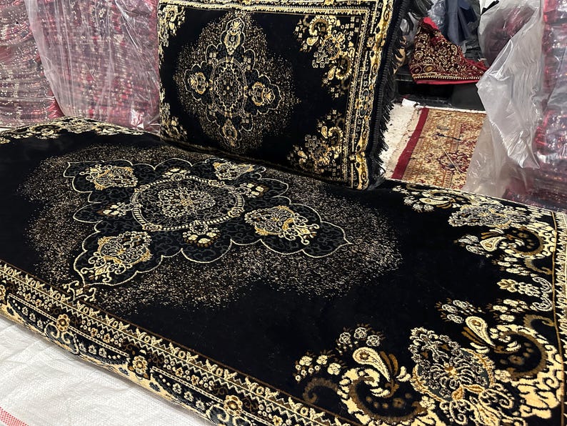 Afghan Toshak Floor Sofa Cover Set, Velvet Cushion & Pillows, Turkish ...