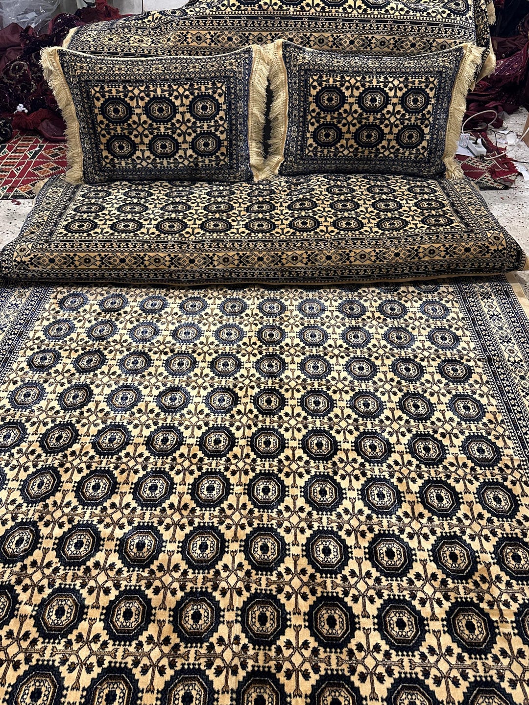 Set of 1 Floor Sofa Cover + 2 Double Side Pillows Covers Afghan Tohsak ...