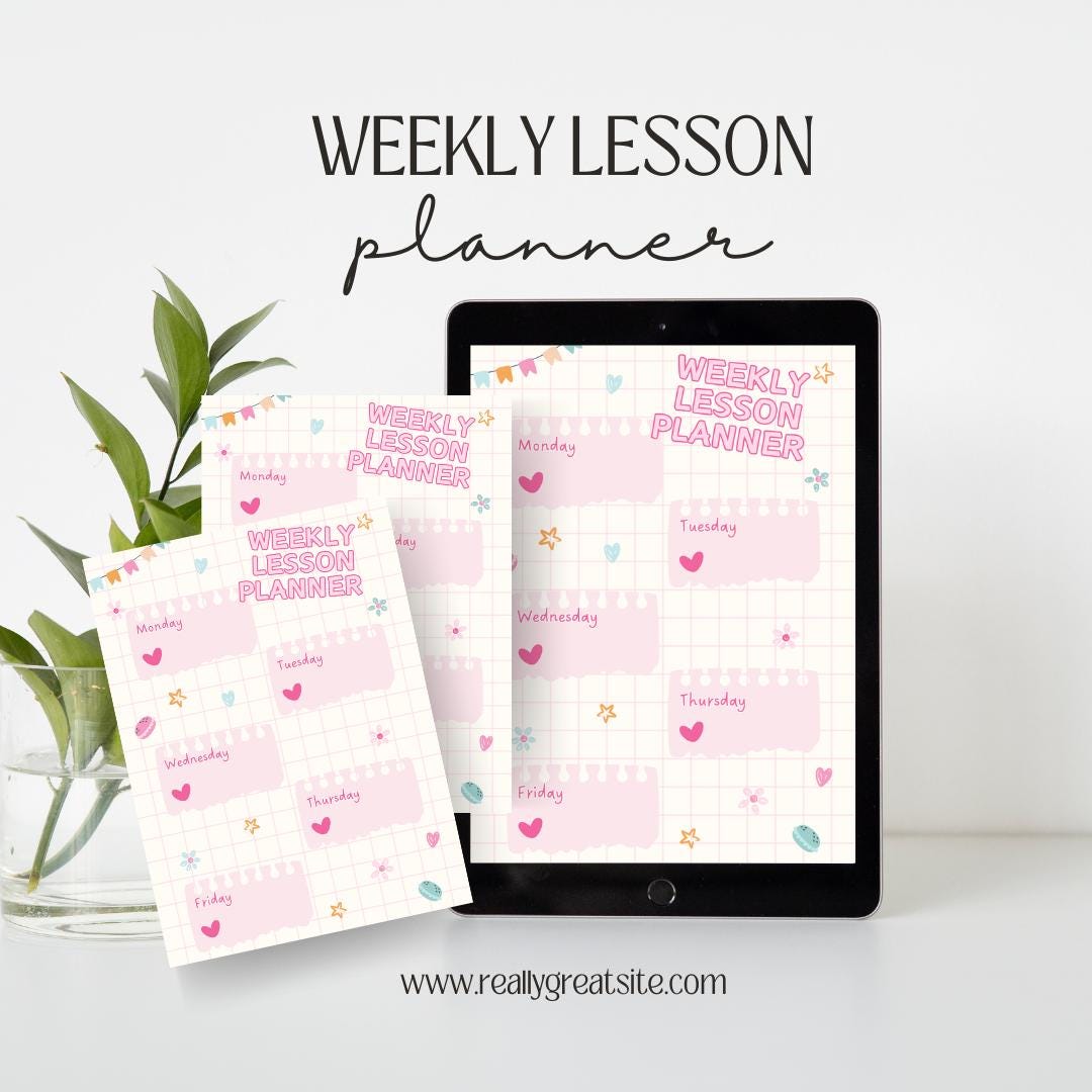 Cute Pink Weekly Schedule for Kids – Printable Study Planner and ...