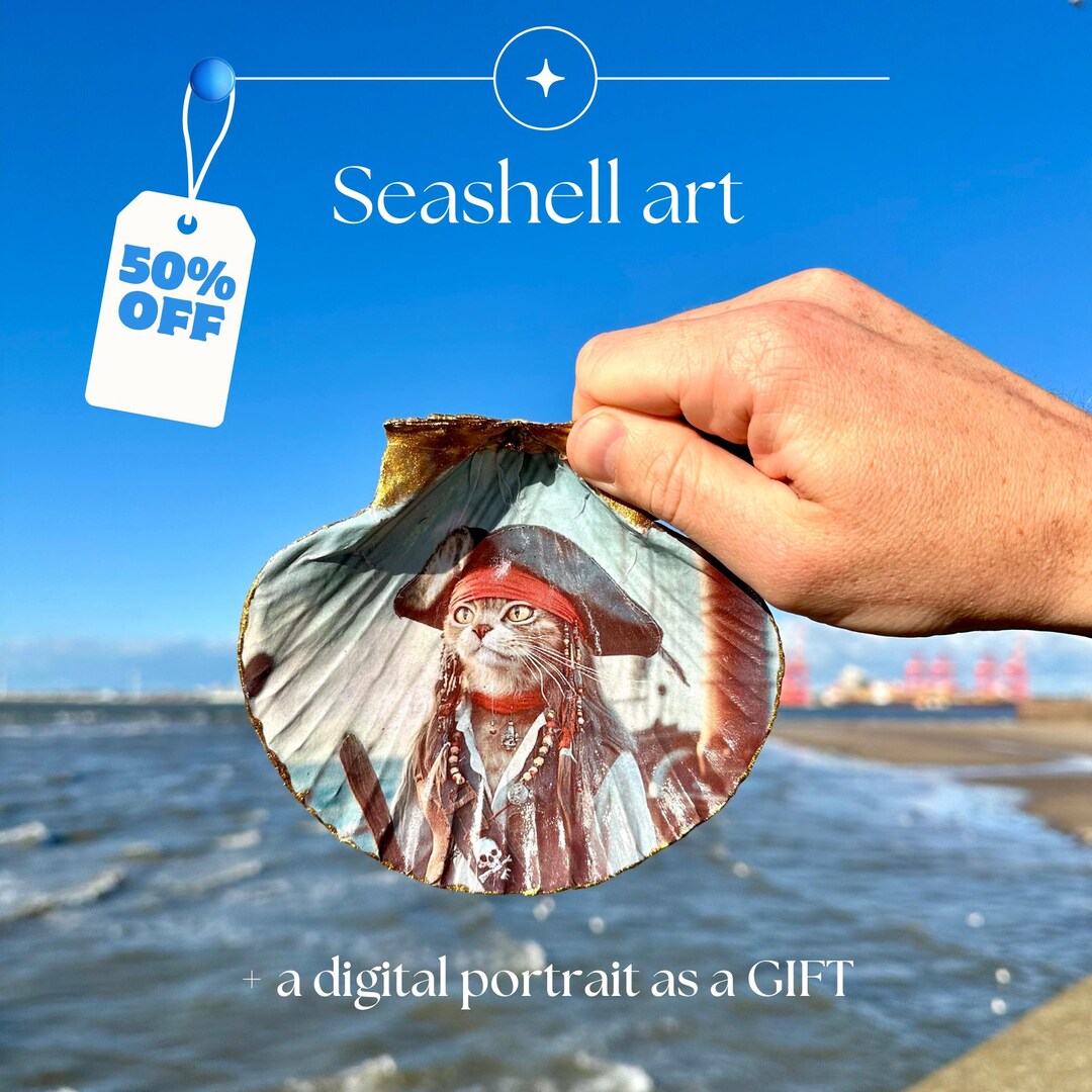 Custom Pet Portraits on Seashells Nautical-inspired Dog & Cat Gifts ...