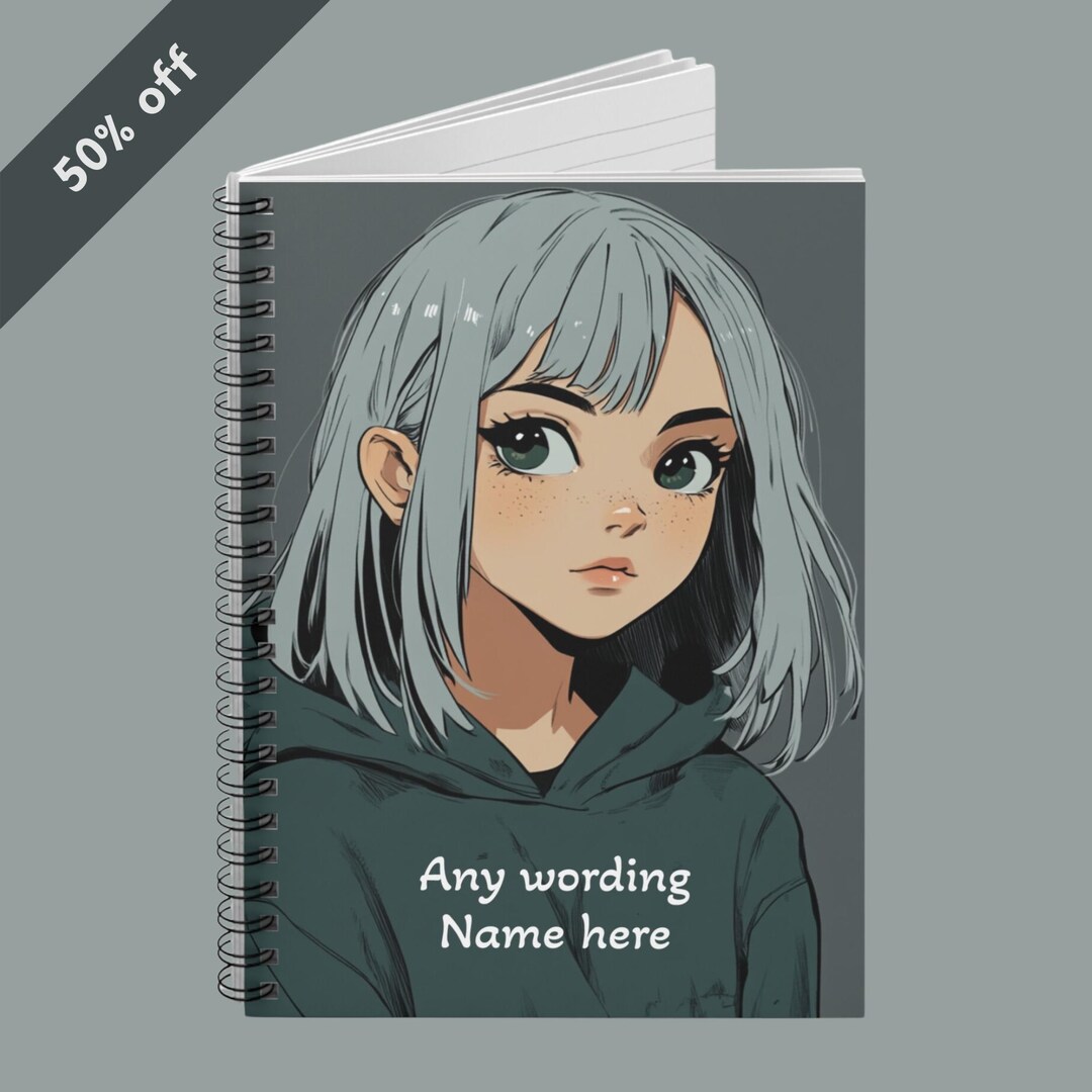 Personalised A5 Anime Notebook Notepad Wirebound Softback, Custom Anime ...