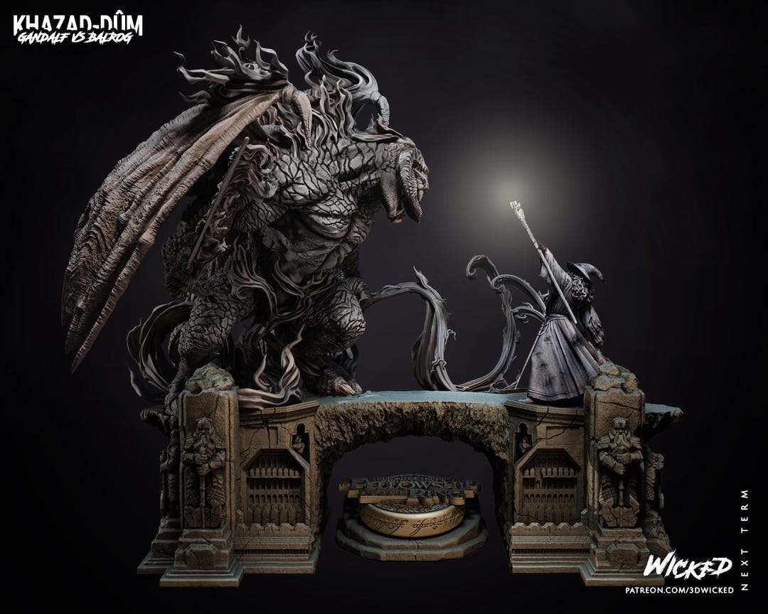 Fan Art of Fantasy Wizard Vs Monster STL for 3D Printing - Etsy