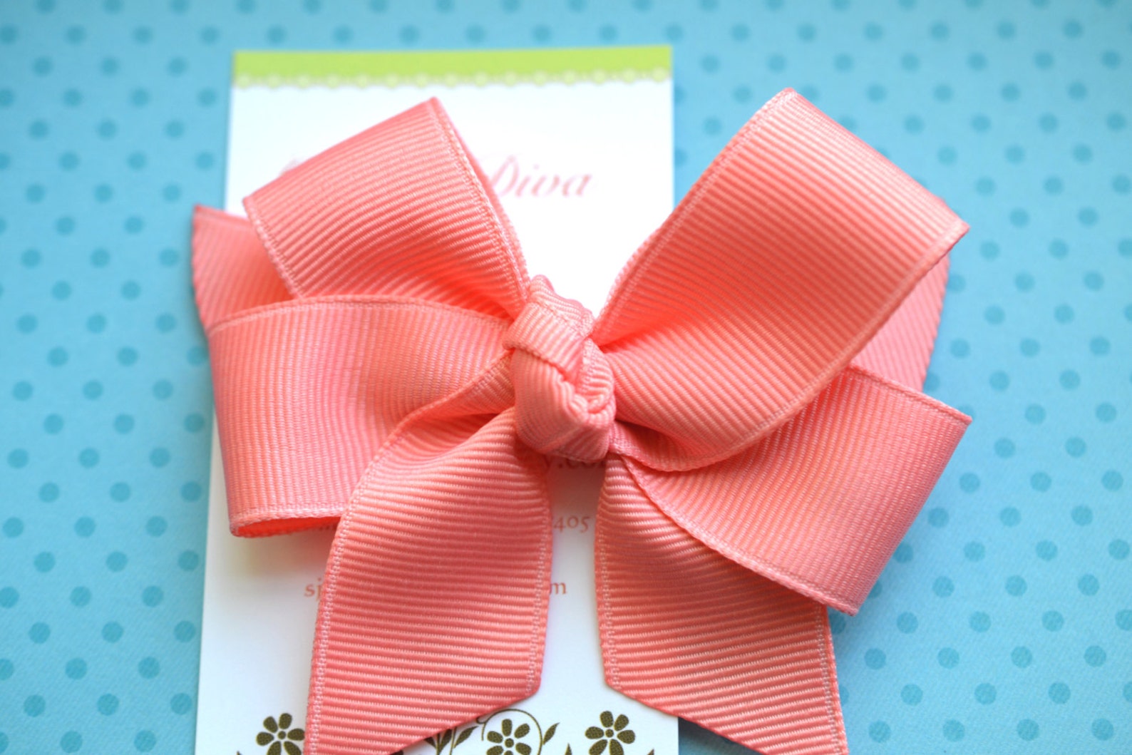 Light Coral Classic Diva Bow - Etsy