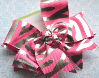 Hot Pink Zebra Bow | Etsy