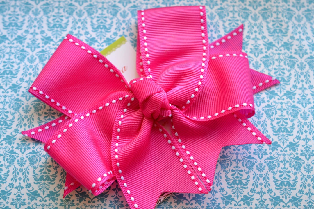 CC3 - All Stitched Up...hot Pink XL Diva Bow - Etsy