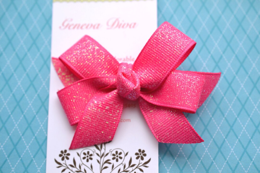 A6 - Hot Pink Fairy Dust Mini Diva Bow - Etsy