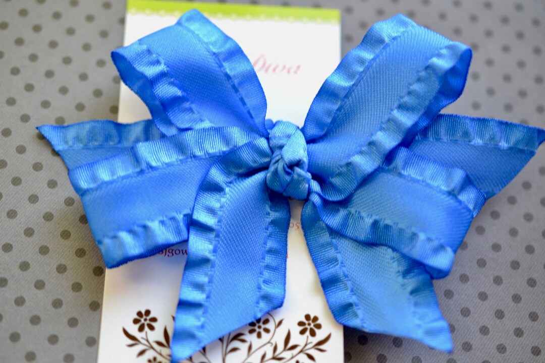 D4 - Royal Blue Double Ruffle Classic Diva Bow - Etsy