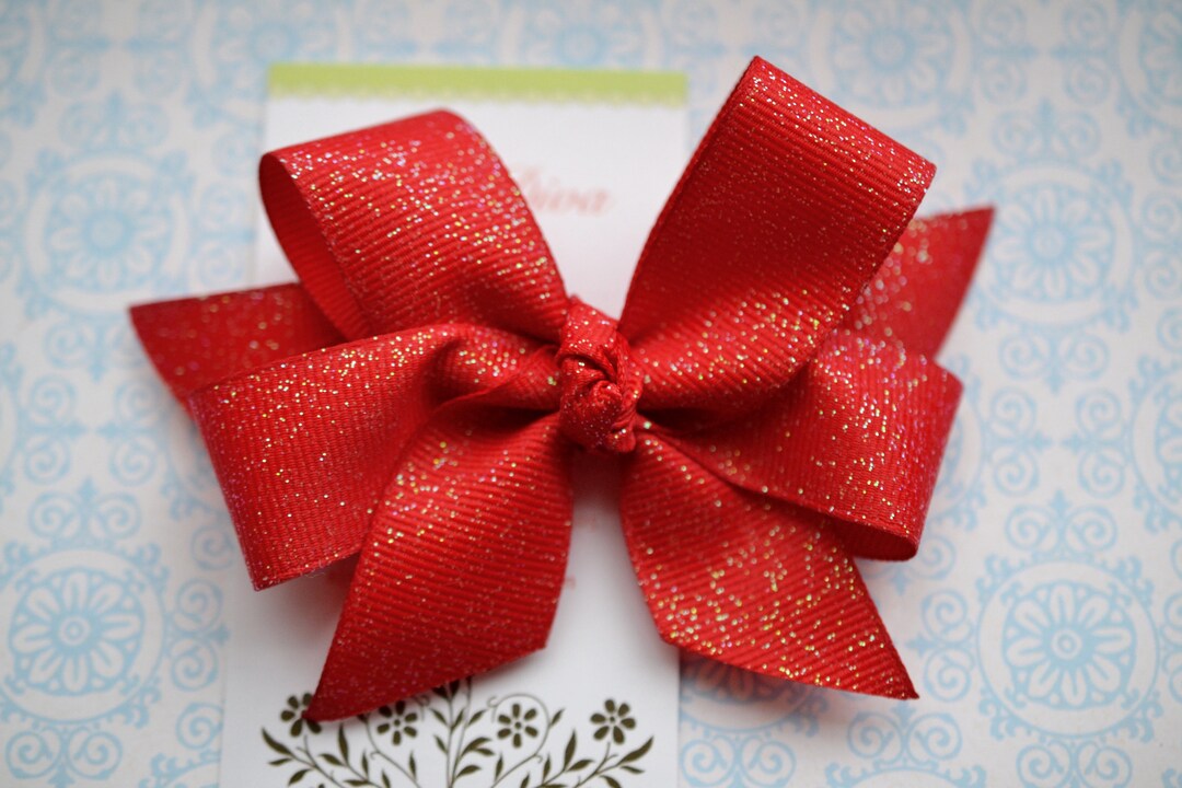 D11 - Red Fairy Dust Classic Diva Bow - Etsy