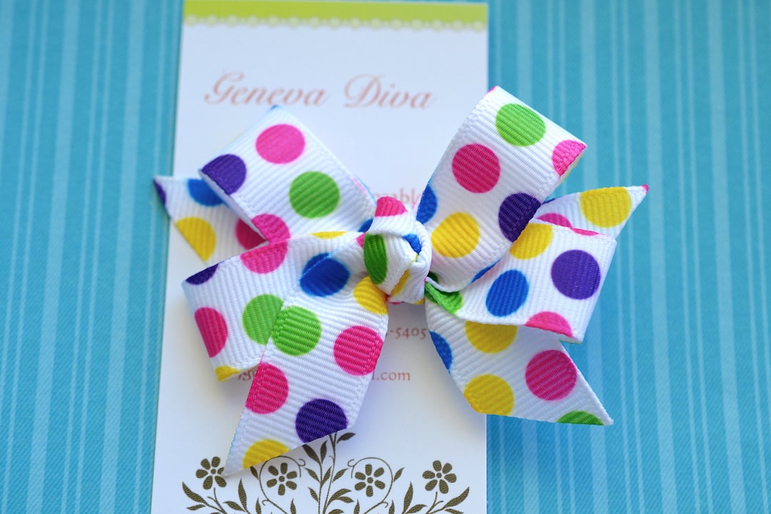 A8 - Bright Bubble Gum Dots Mini Diva Bow - Etsy