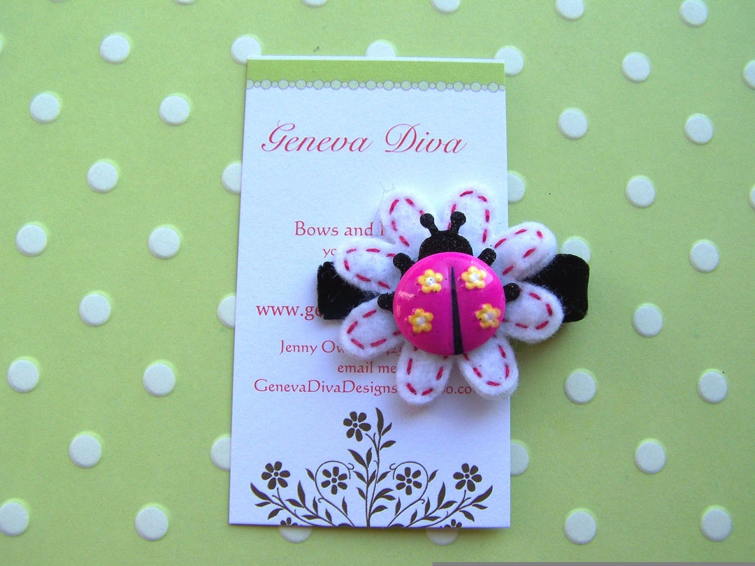M11 - Little Pink Ladybug Felt Flower Clip - Etsy