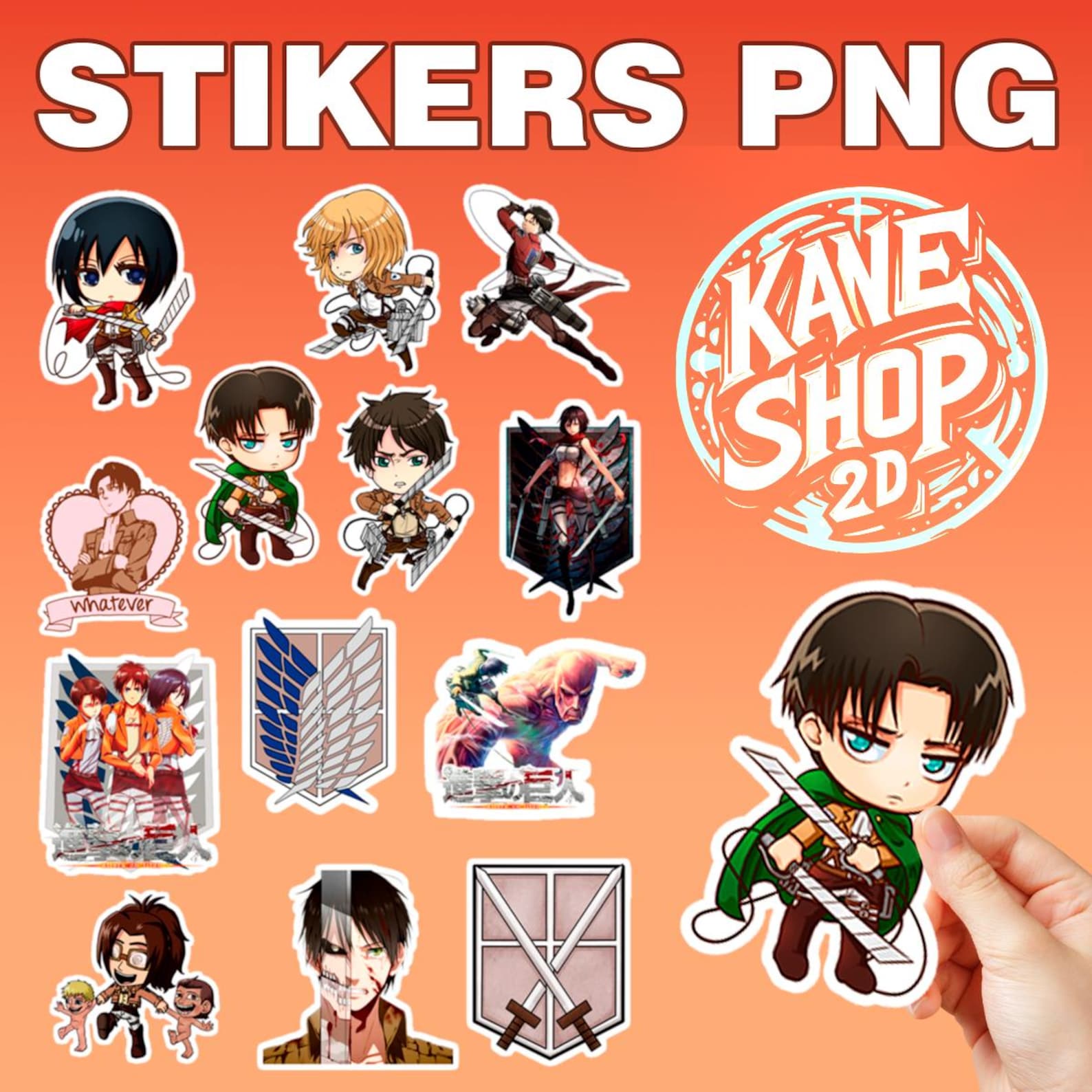 Anime Stickers Pack Attack on Titan Cute PNG TIFF Without Background ...