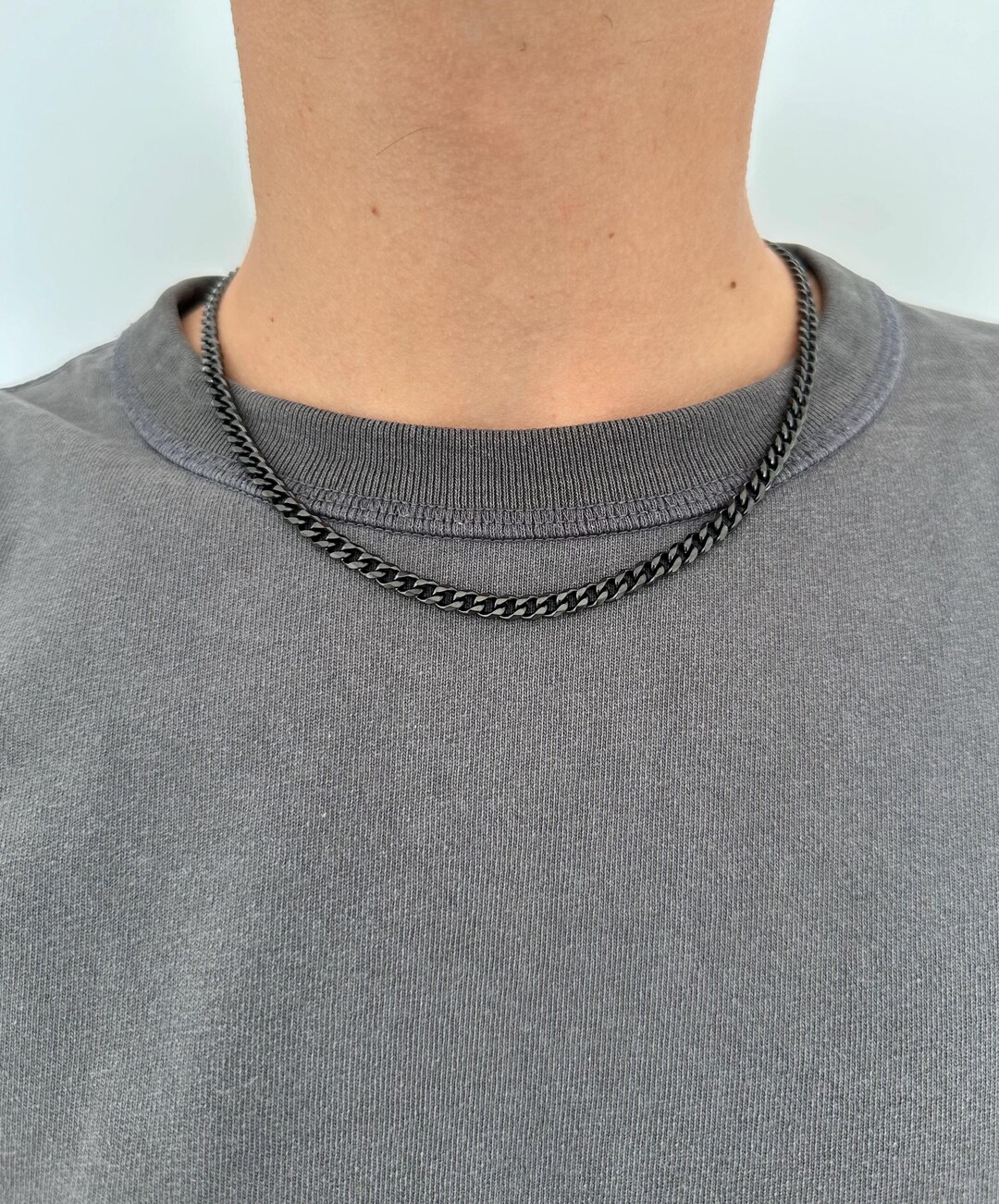 Black Cuban Link Chain Stainless Steel Cuban Necklace Black Chain for ...
