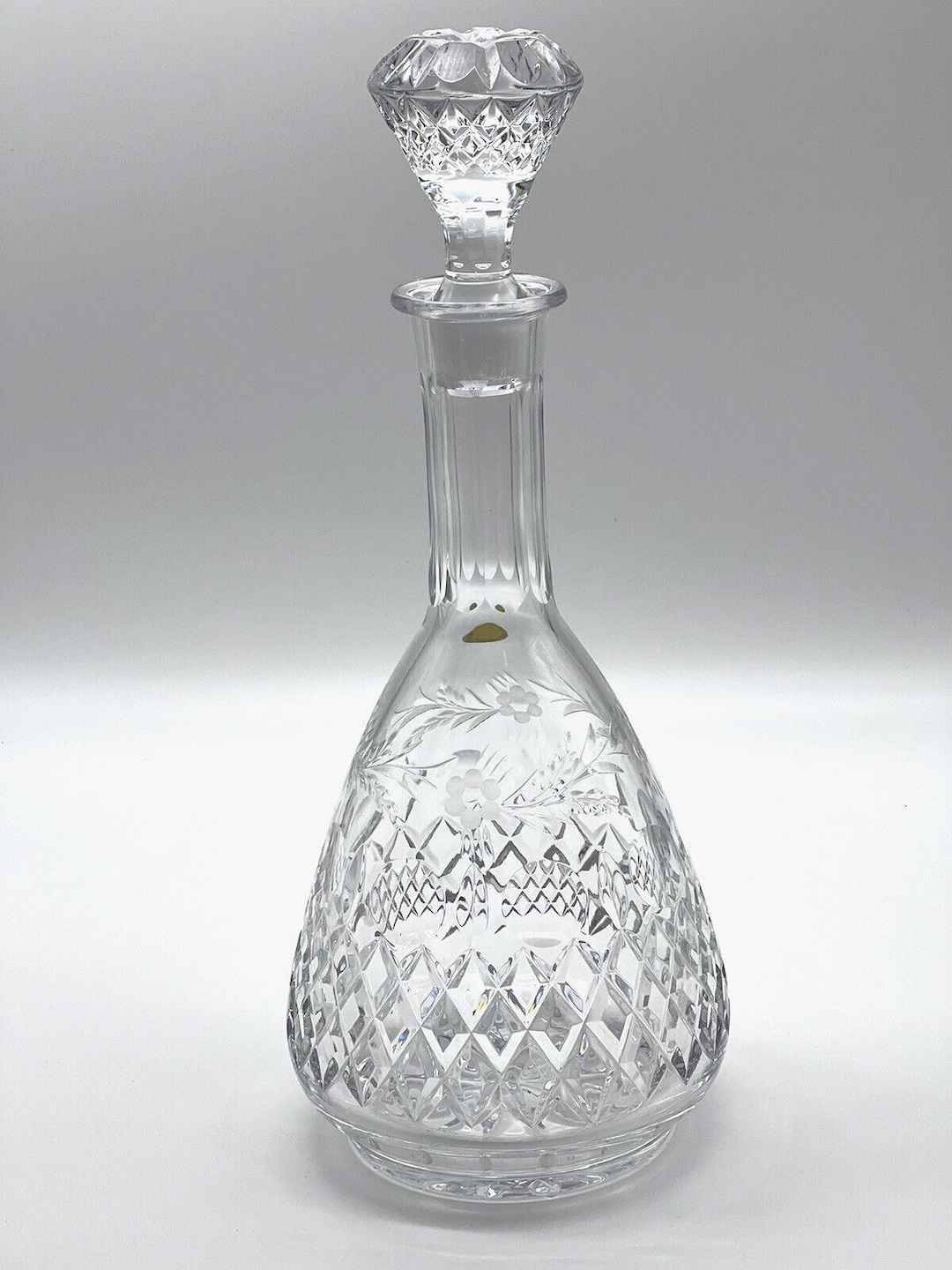 Vintage Wedgewood Crystal Yugoslavia Etched Diamond Cut Heavy Decanter ...