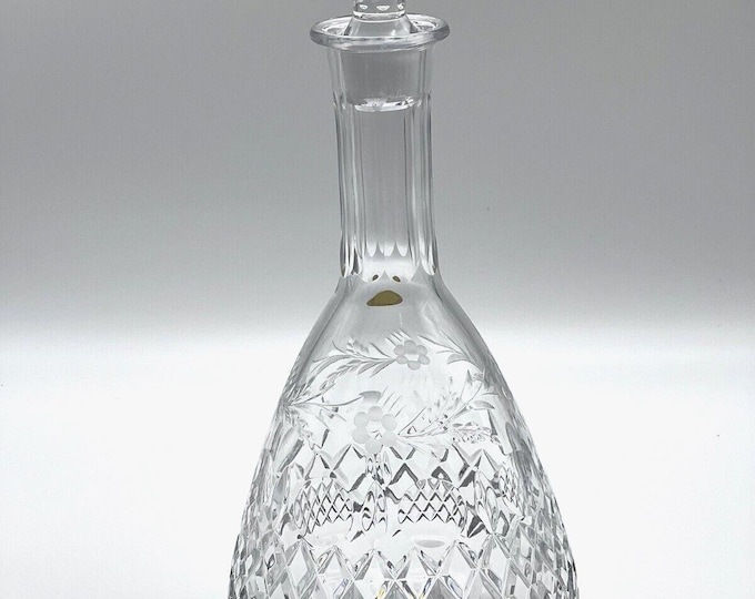 Vintage Wedgewood Crystal Yugoslavia Etched Diamond Cut Heavy Decanter ...