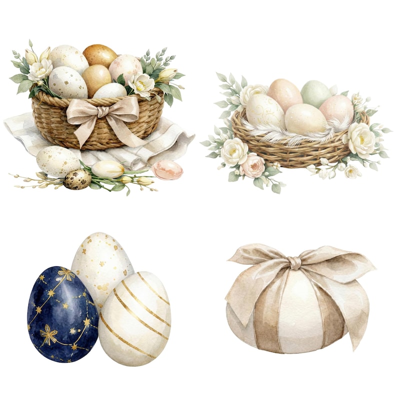 Easter Watercolor Clipart Bundle – 30 PNG, Transparent Background ...