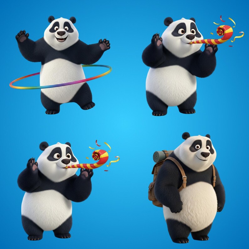 Panda Clipart Bundle – 80 Cute & Funny Panda Pngs, Cartoon Panda Poses ...