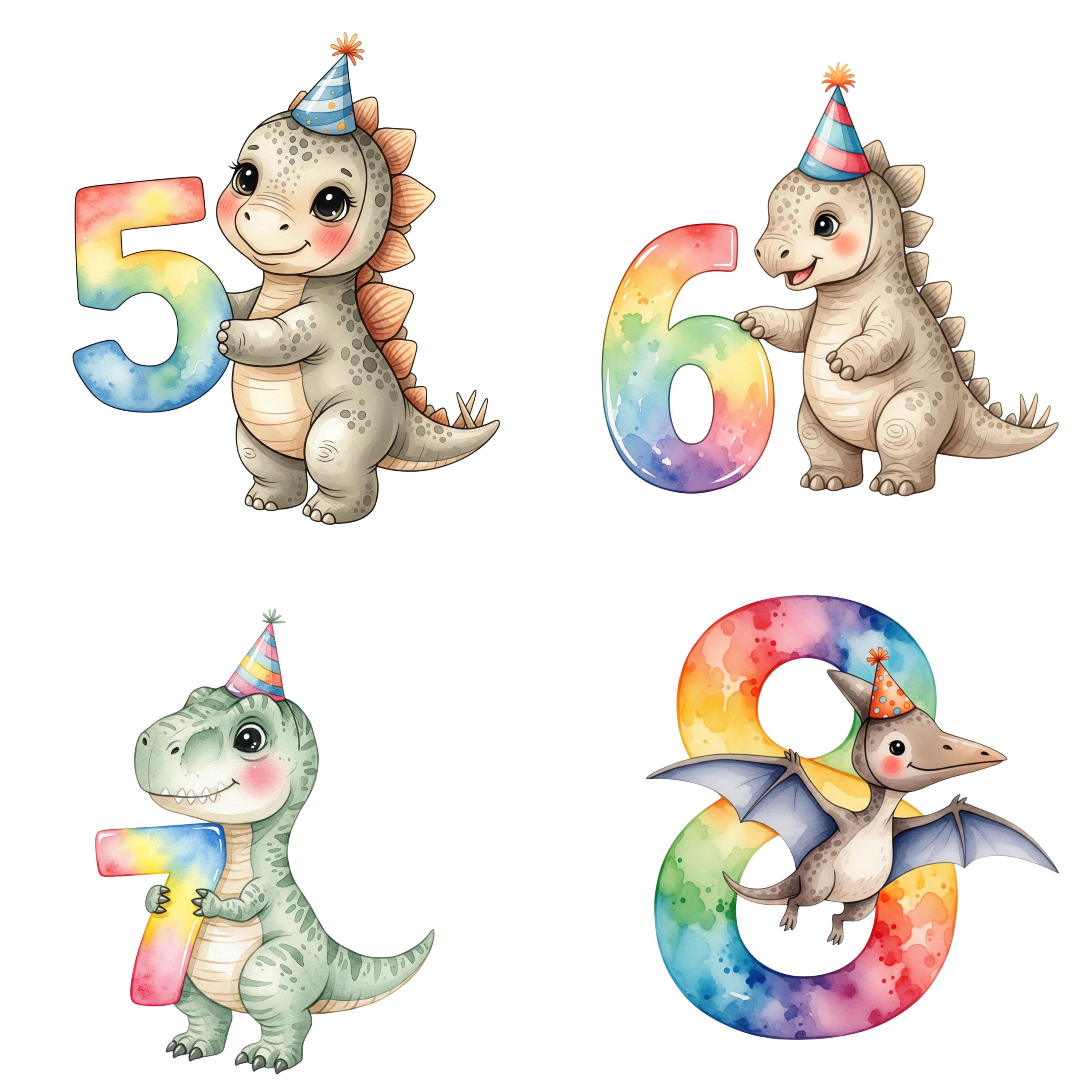 Cute Dinosaurs Birthday Clipart – 45 Adorable Party Pngs, Watercolor ...