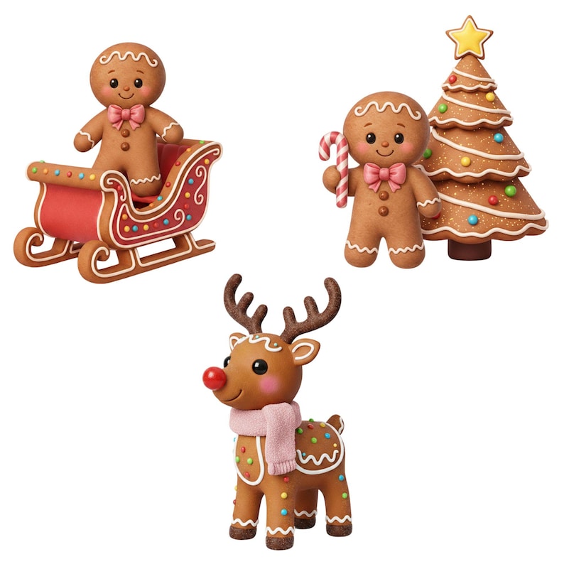 Cute Gingerbread Clipart 30 PNG | Pink Christmas Cookies | Sweet ...