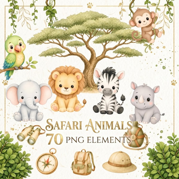 Jungle Animal Clipart - Etsy UK