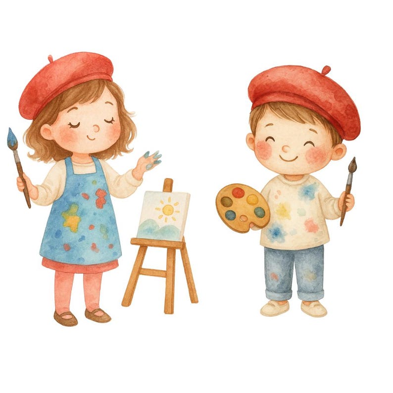 Kids Professions Clipart – 50 Watercolor PNG – Cute Children in Jobs ...