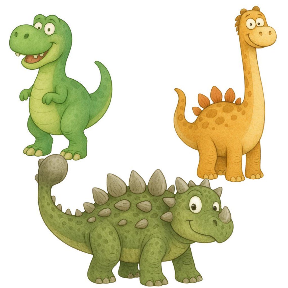 Funny Prehistoric Clipart in Watercolor Style Cavemen Dinosaurs ...