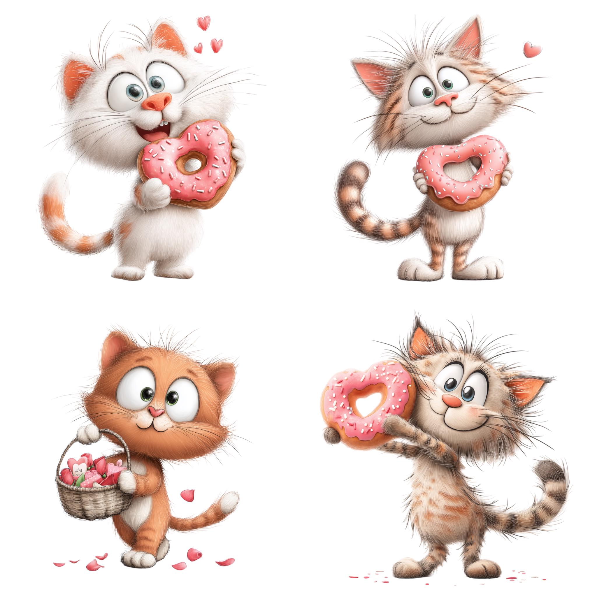 Valentine Cats Clipart Bundle – 55 Watercolor Kittens PNG, Hearts, Love ...