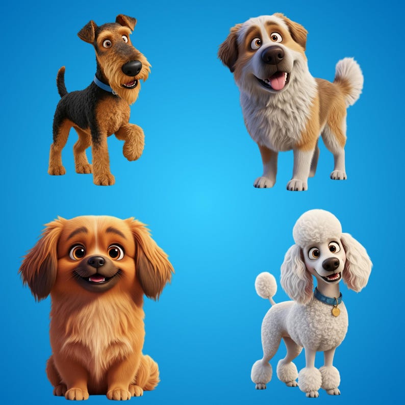Cute Dogs Clipart Bundle – 100 Dog Breeds PNG Pack, Funny Cartoon ...