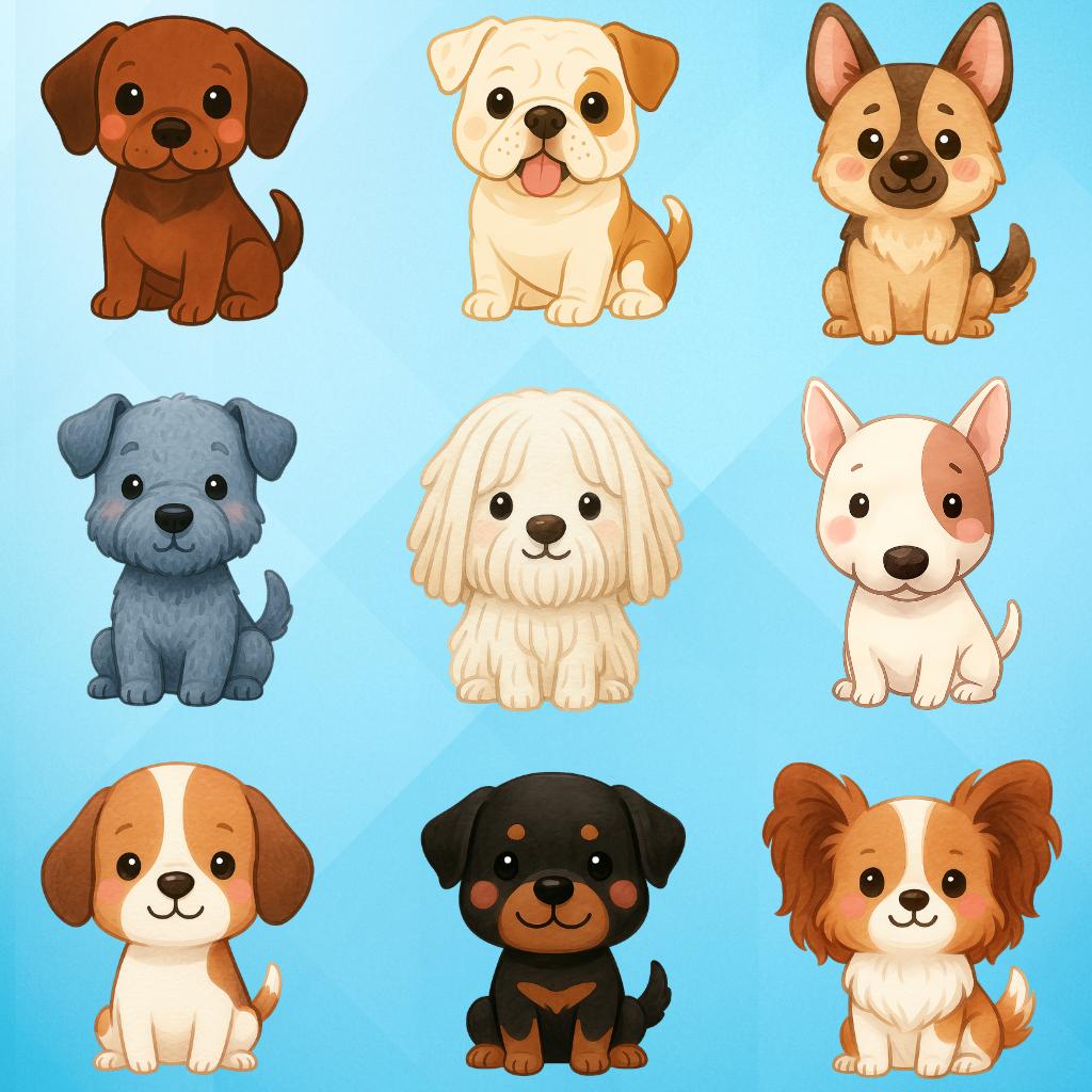 Cute Dogs Watercolor Clipart – 100 Adorable Breeds PNG, Watercolor ...