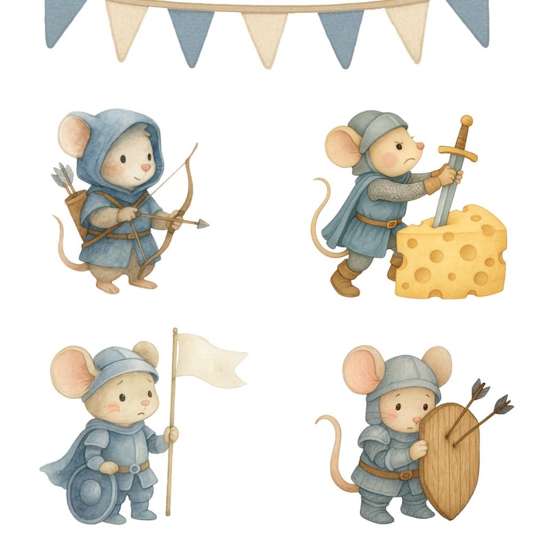 Cute Mouse Watercolor Clipart – 30 Charming Fantasy Mice Characters PNG ...