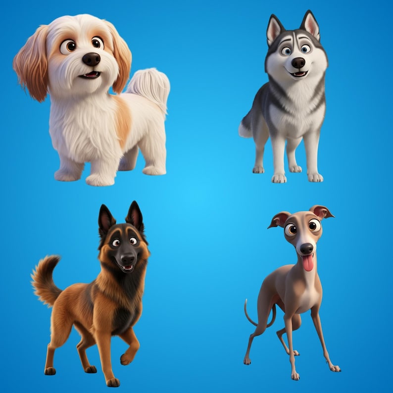 Cute Dogs Clipart Bundle – 100 Dog Breeds PNG Pack, Funny Cartoon ...