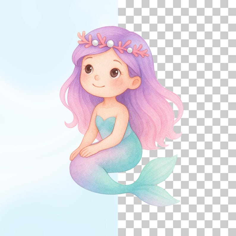 Cute Sea Animals Watercolor Clipart – 45 PNG Ocean Creatures & Elements ...