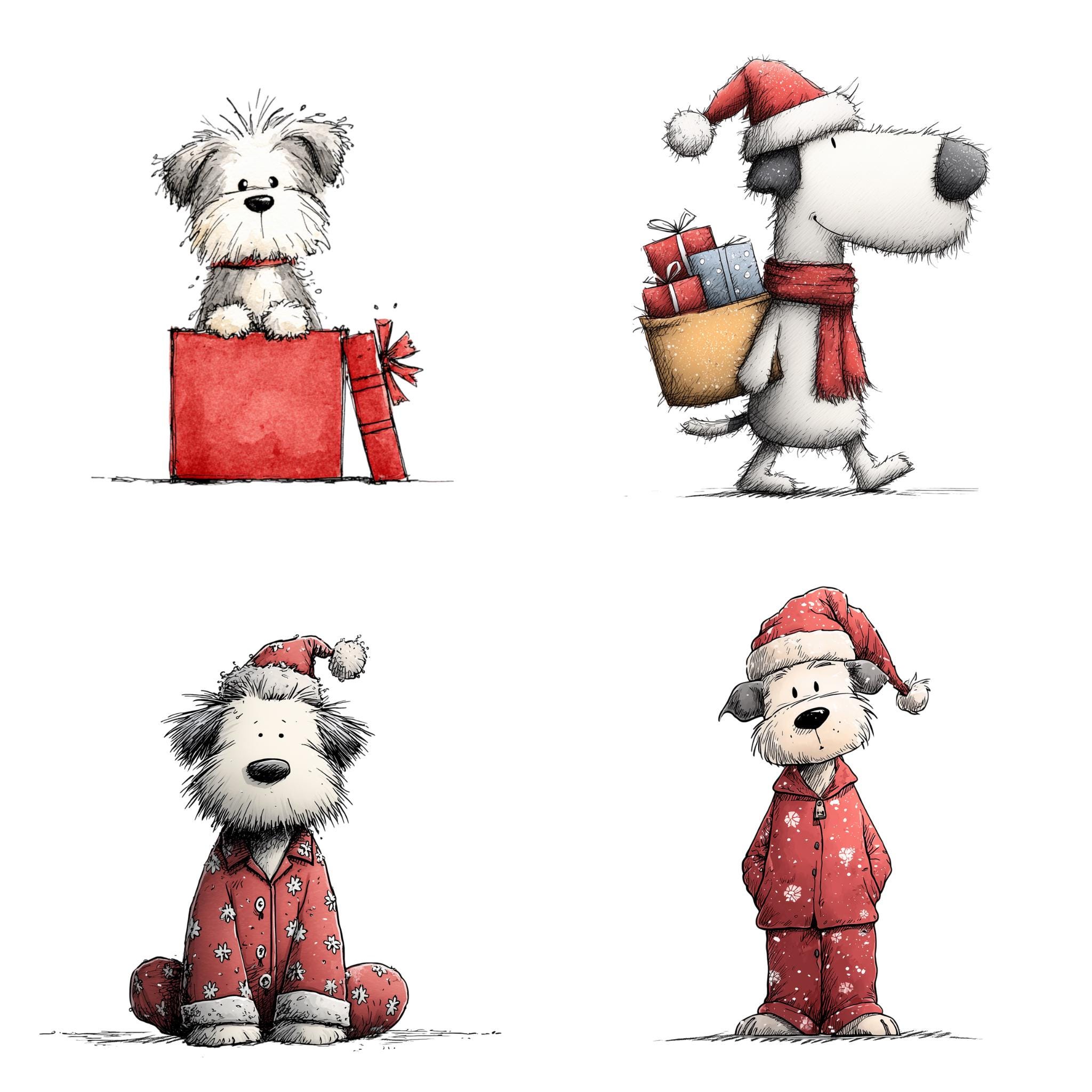Watercolor Christmas Dogs Clipart – 50 Holiday Pngs (transparent ...
