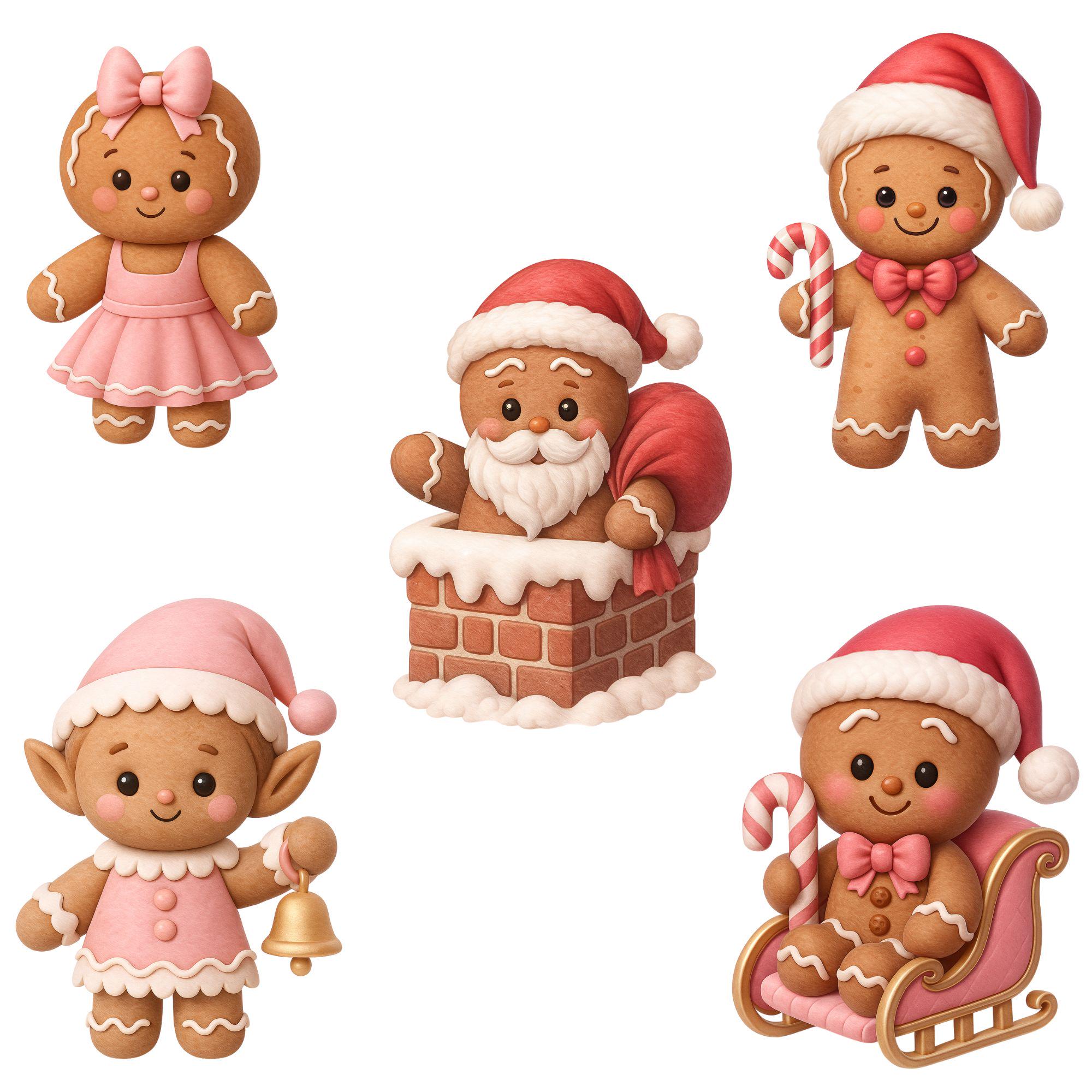 Cute Gingerbread Clipart 30 PNG | Pink Christmas Cookies | Sweet ...
