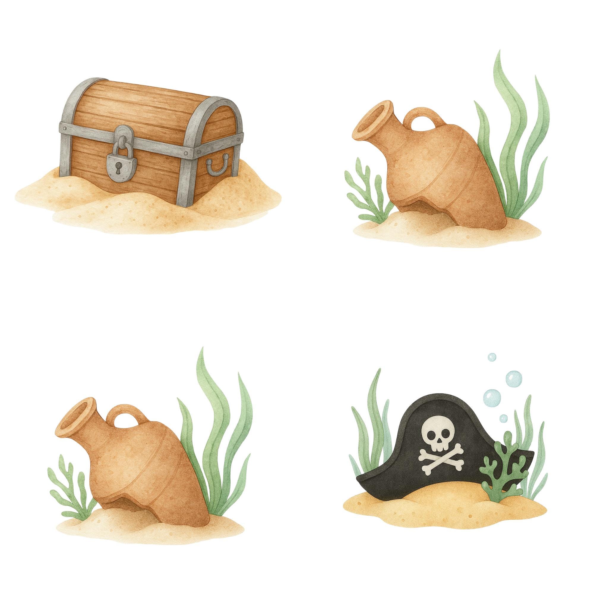 Cute Sea Animals Clipart – 45 Watercolor Ocean Pngs With Marine ...