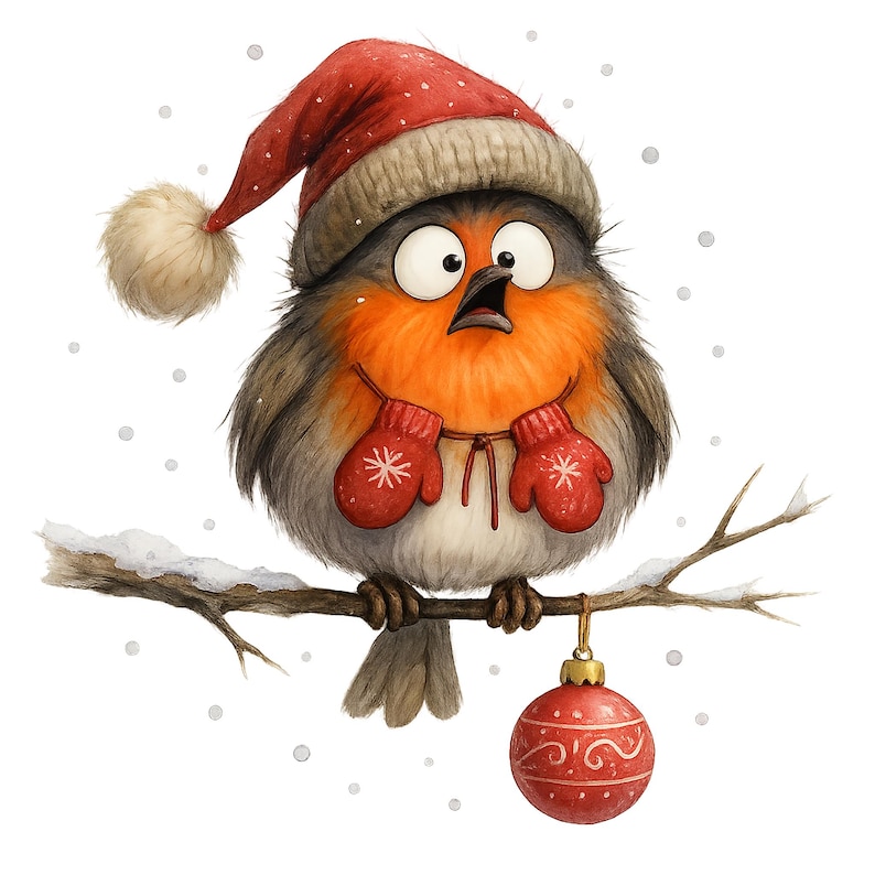 Christmas Birds Clipart 20 PNG, Watercolor Robin PNG, Cute Holiday ...