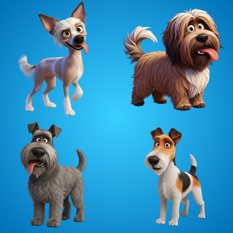 Cute Dogs Clipart Bundle – 100 Dog Breeds PNG Pack, Funny Cartoon ...