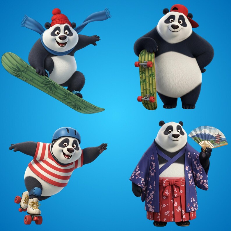 Panda Clipart Bundle – 80 Cute & Funny Panda Pngs, Cartoon Panda Poses ...
