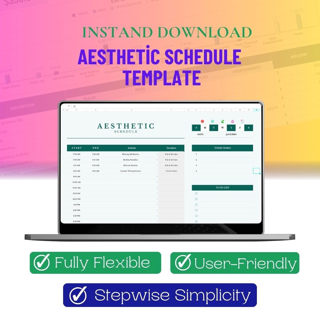 Aesthetic Schedule Template, Daily Time Management Planner for ...