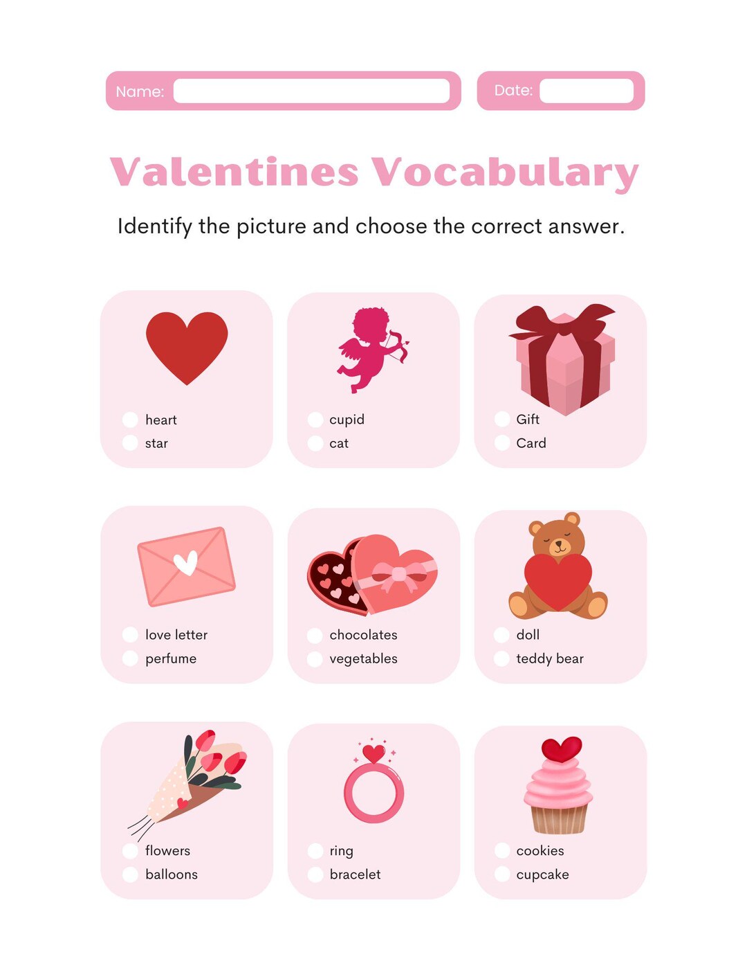 Valentine's Vocabulary - Etsy