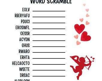 Valentine's Day Word Scramble - Etsy