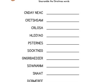 Christmas Word Scramble Printable, Digital Download, Instant Download ...
