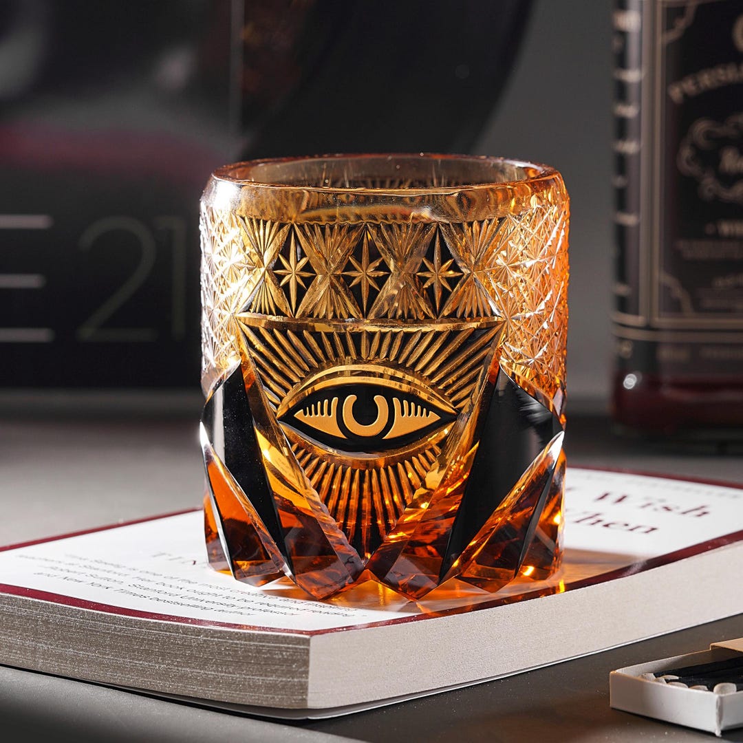 All-seeing Eye Kiriko Crystal Whisky Glass, Retro Bourbon Cocktail ...