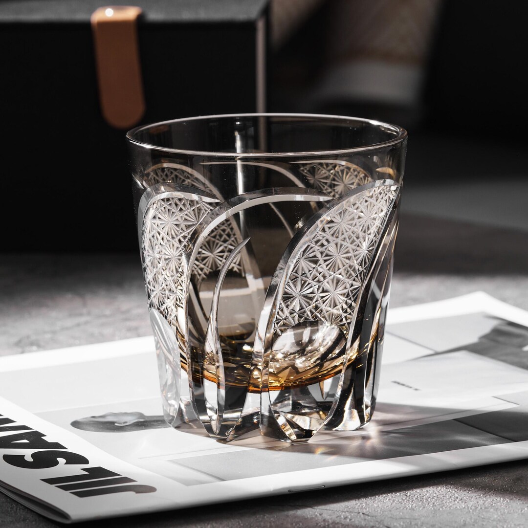 Hand Craved Edo Kiriko Crystal Whisky Glass, Vintage Style Bourbon ...