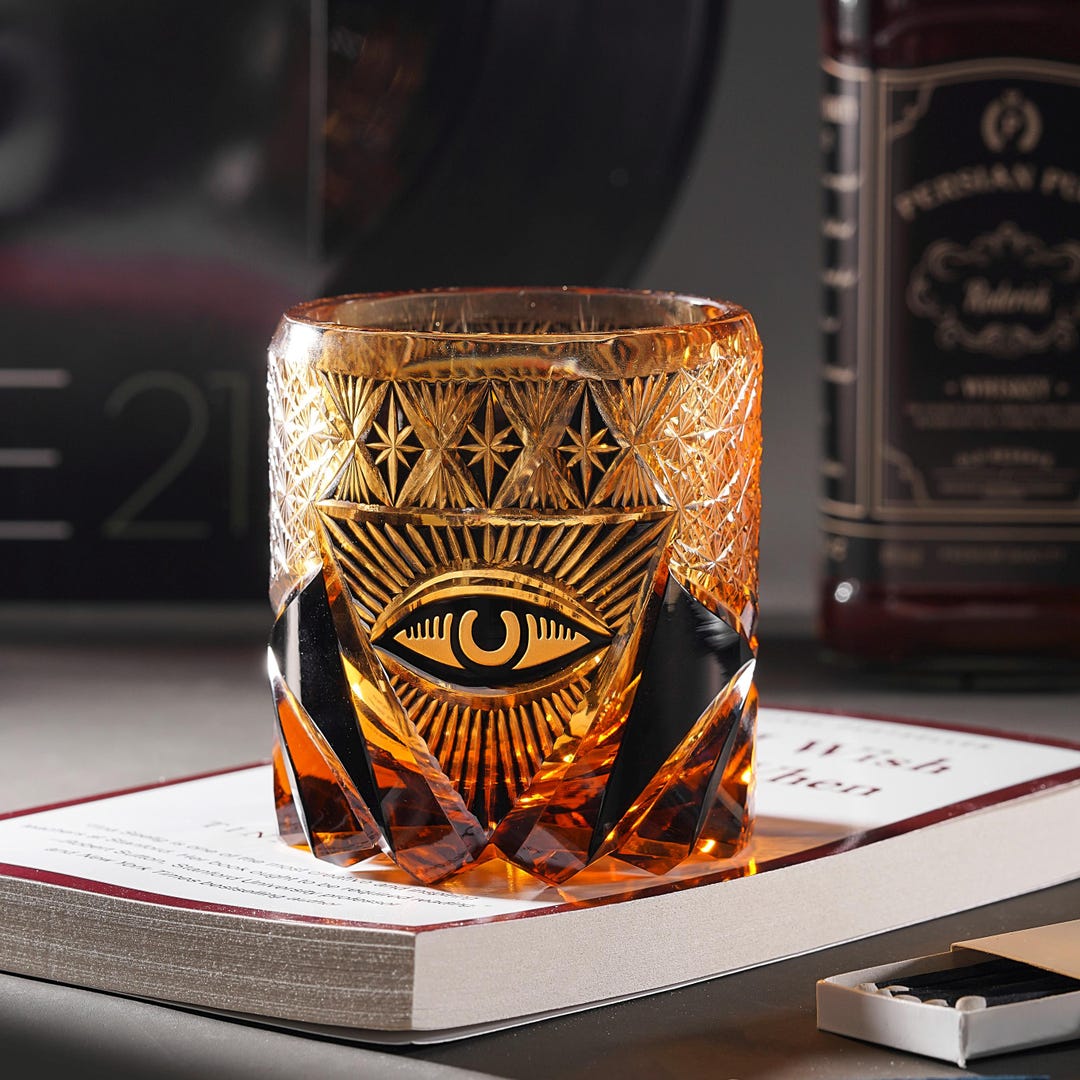 All-seeing Eye Kiriko Crystal Whisky Glass, Retro Bourbon Cocktail ...