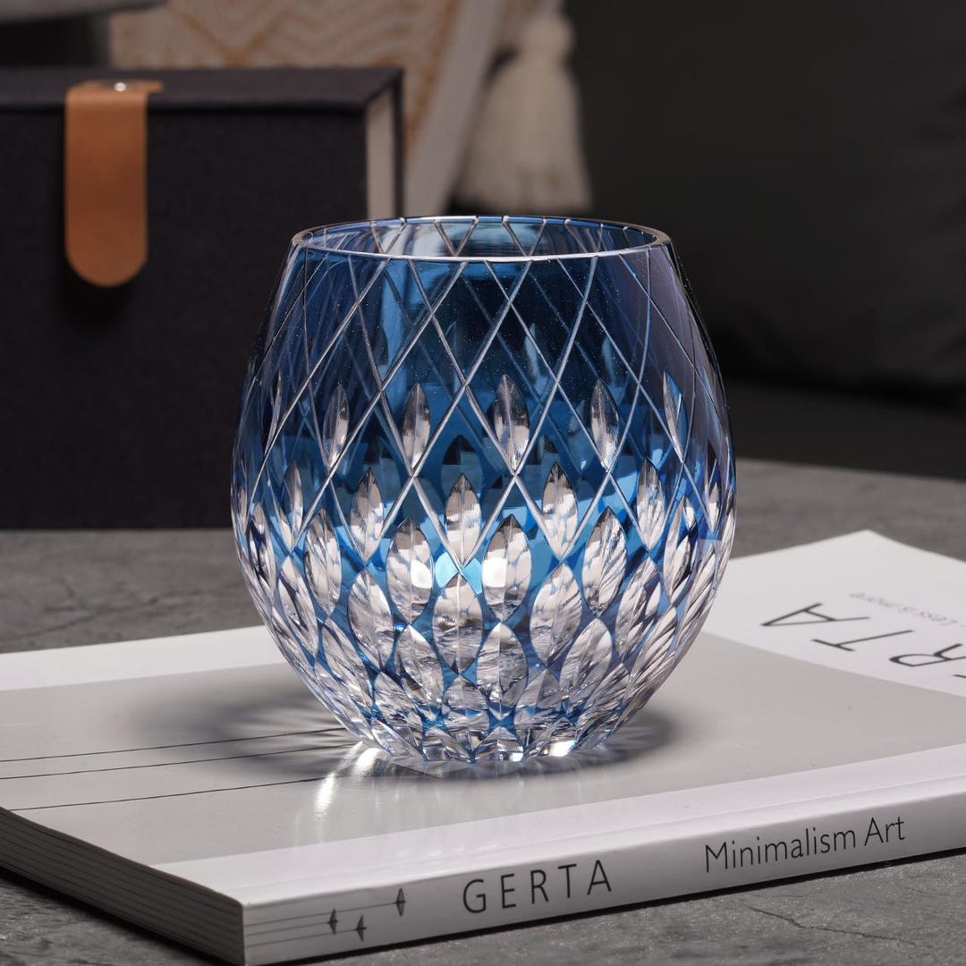 Hand Curved Raindrop Edo Kiriko Whisky Glass, Retro Crystal Glasses ...