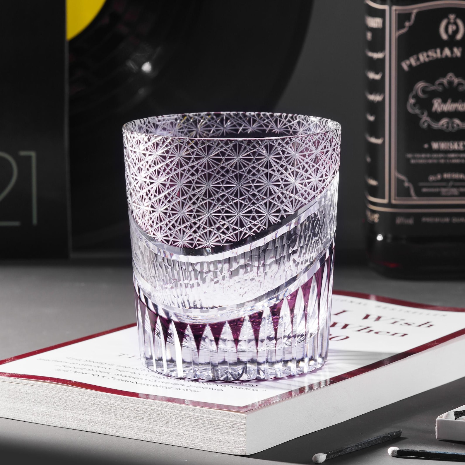Hand Cut Edo Kiriko Amethyst Crystal Whisky Glass, Vintage Bourbon ...