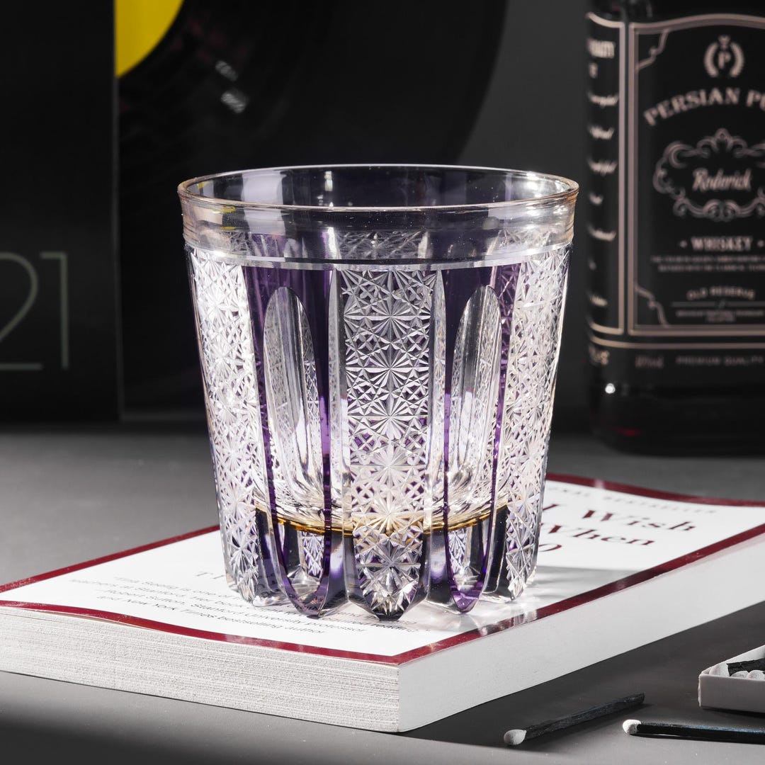 Hand Cut Edo Kiriko Bohemia Crystal Whisky Glass, Vintage Bourbon ...