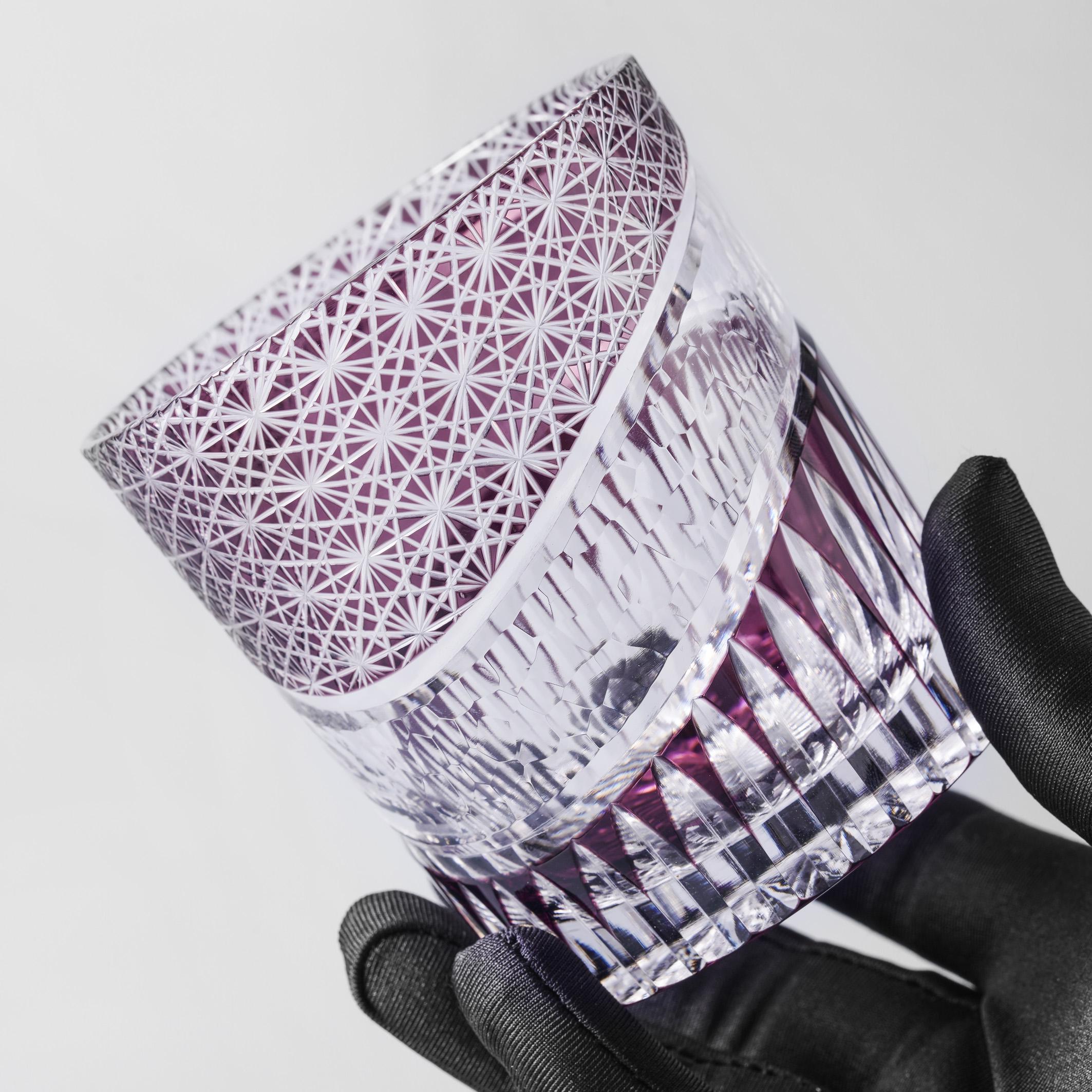 Hand Cut Edo Kiriko Amethyst Crystal Whisky Glass, Vintage Bourbon ...