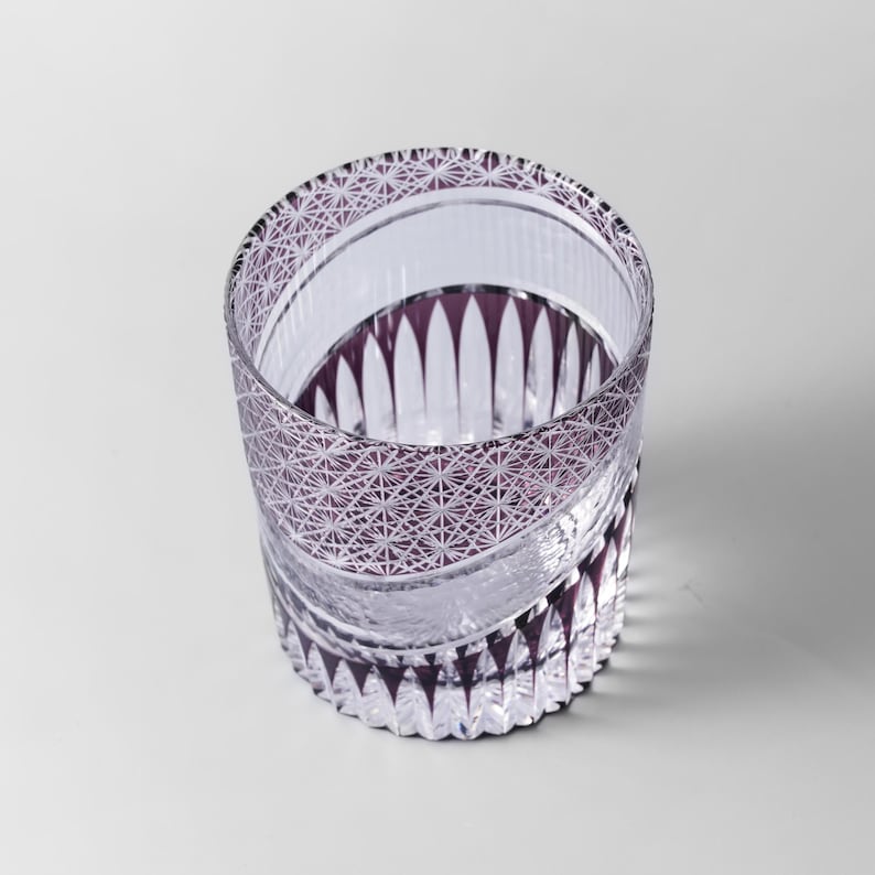 Hand Cut Edo Kiriko Amethyst Crystal Whisky Glass, Vintage Bourbon ...